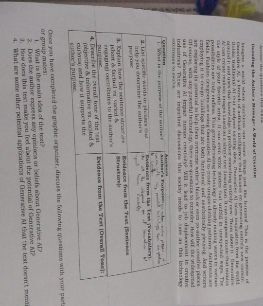 Answer the questions that follow Decoding | StudyX