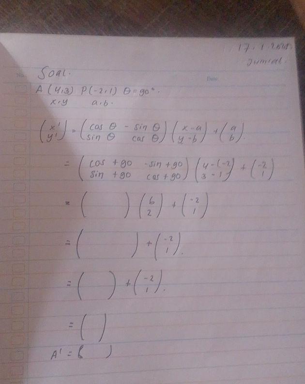 SoalA (43) P(-21) =90xy ab x = cos -sin cos