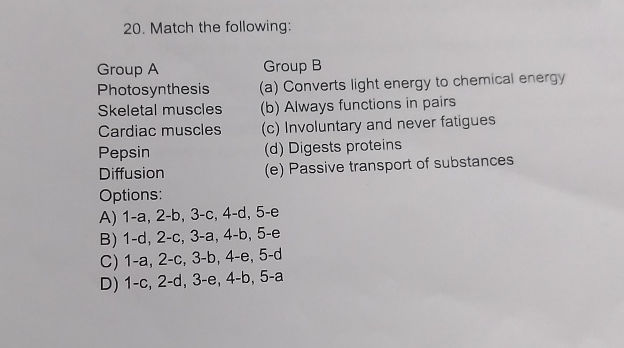 20 Match the following Group A | StudyX