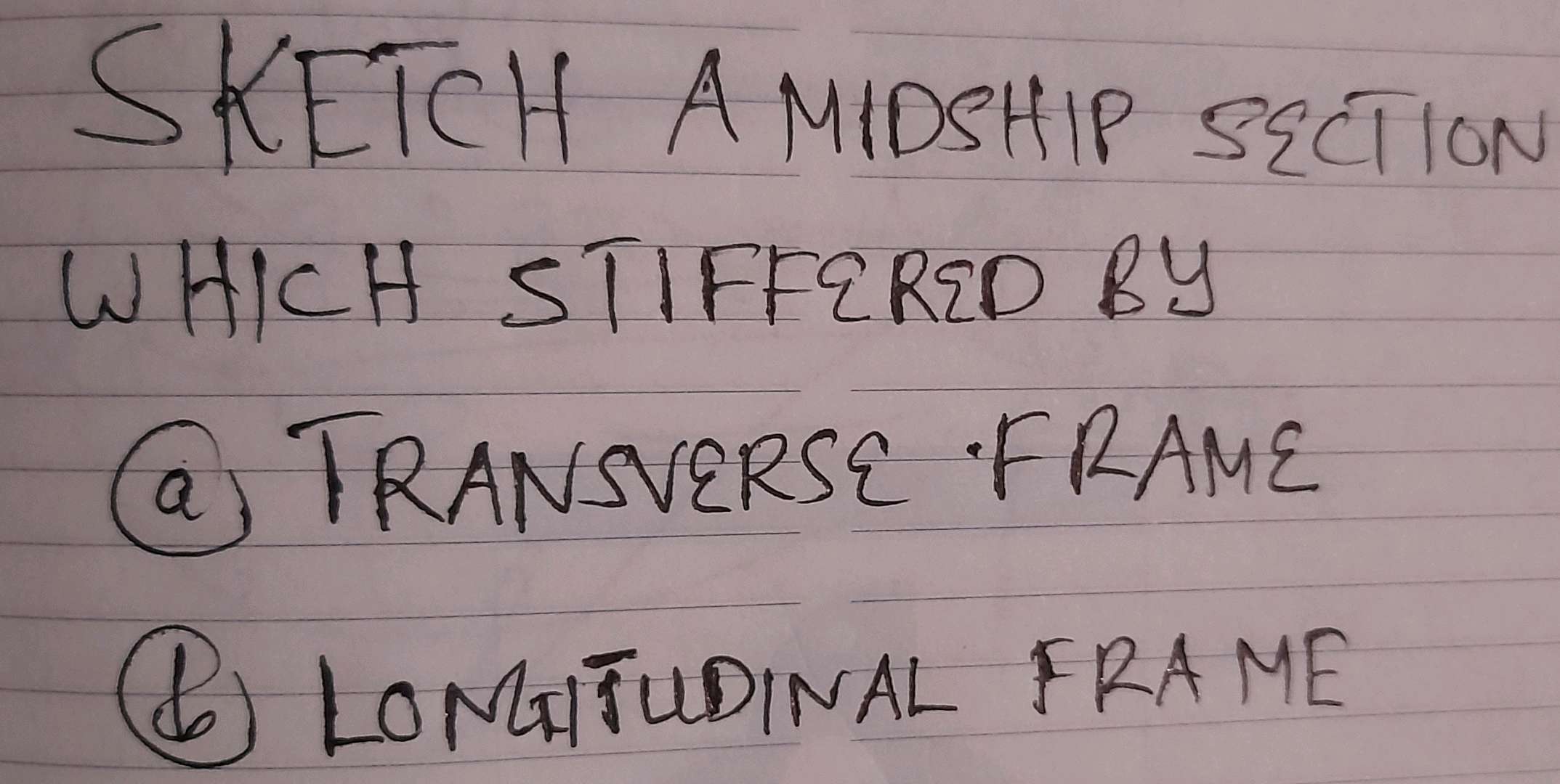 Sketch a midship section which stiffened by | StudyX