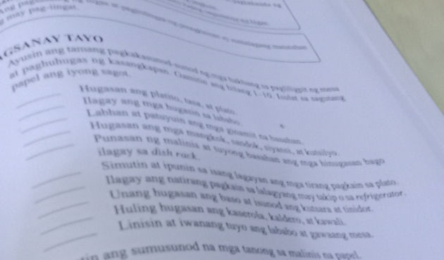Ayusin ang tamang pagkakasunod-sunod ng mga