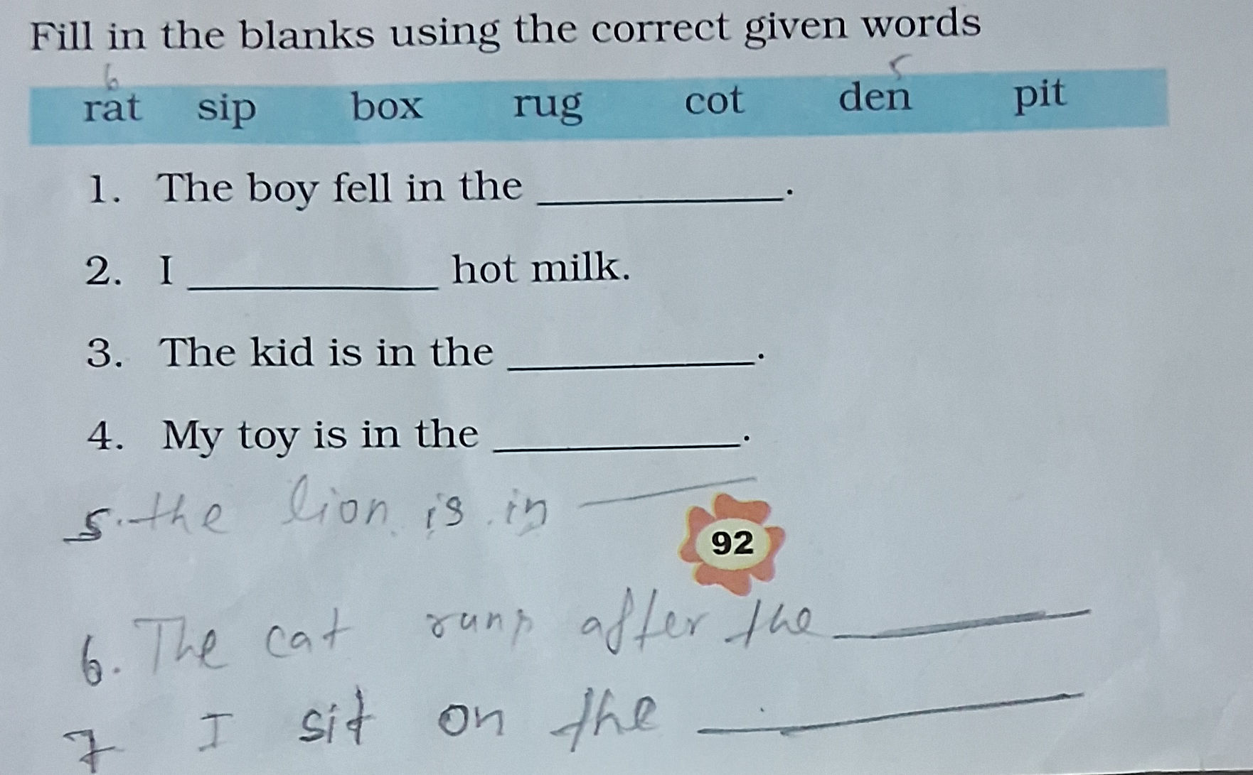 Fill in the blanks using the correct given | StudyX