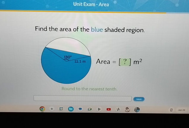 Find the area of the blue shaded region | StudyX