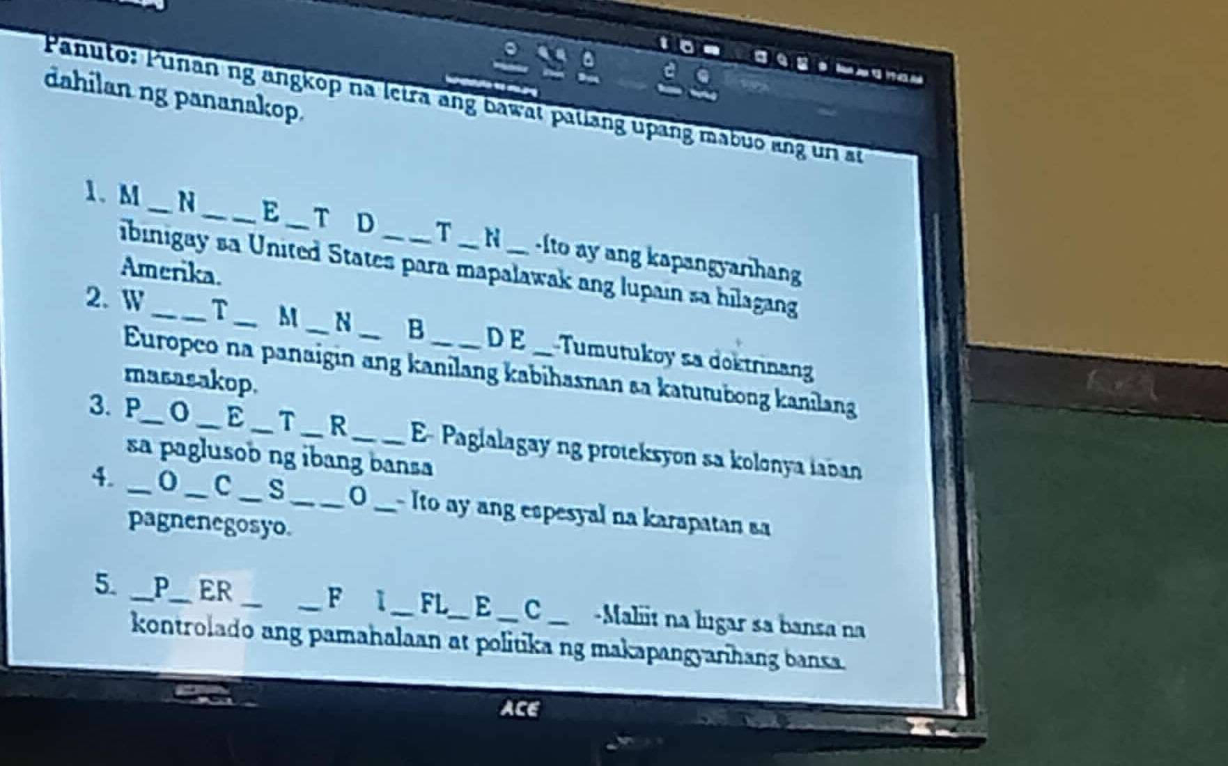 Panuto runan ng angkop na letra ang bawat | StudyX