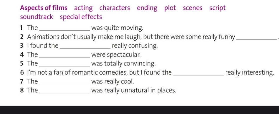 Aspects of films acting characters ending | StudyX
