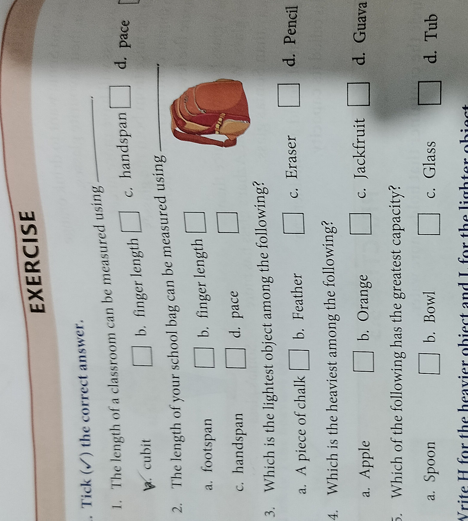 EXERCISE Tick () the correct answer 1 The | StudyX