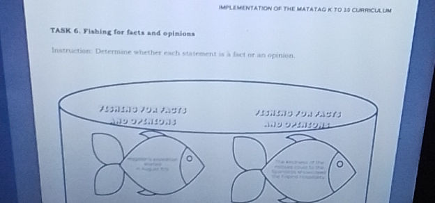 TASK 6 Fishing for facts and opinions | StudyX