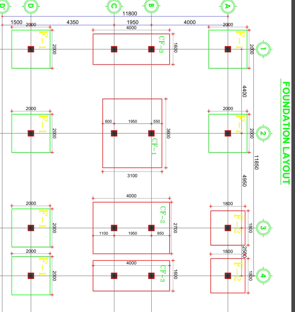The image contains a foundation layout plan | StudyX