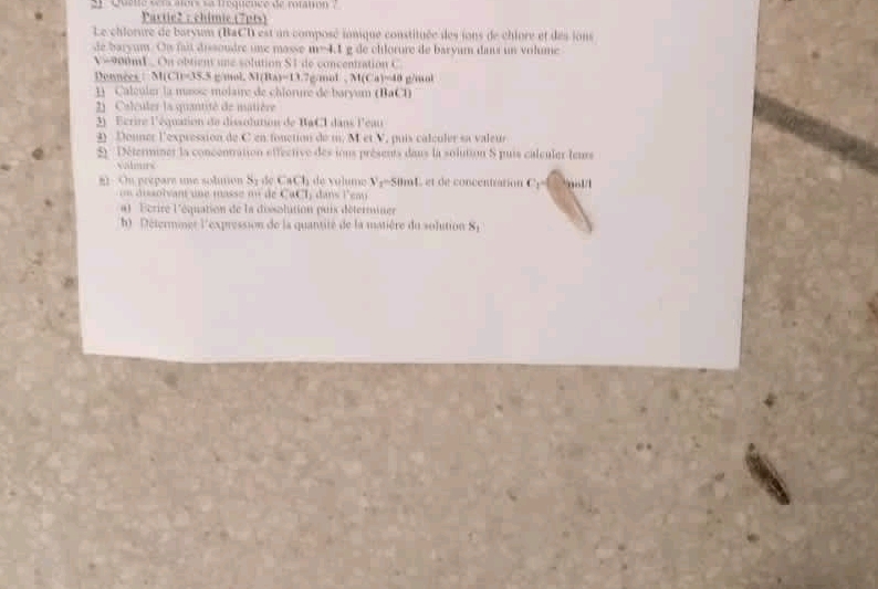 Partie 2 chimie (7pts) Le chlorure de | StudyX
