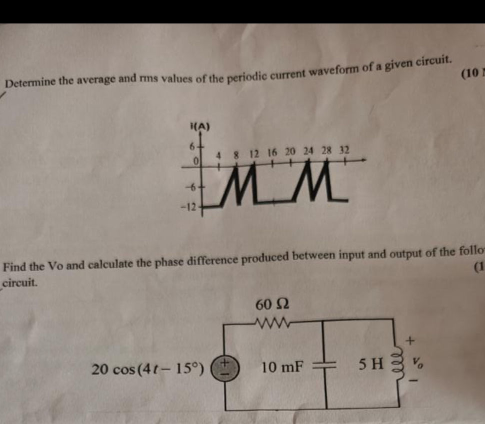 Determine the average and rms values of the | StudyX