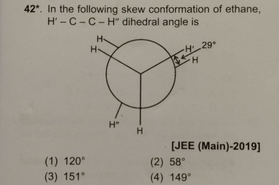 42 In the following skew conformation of | StudyX