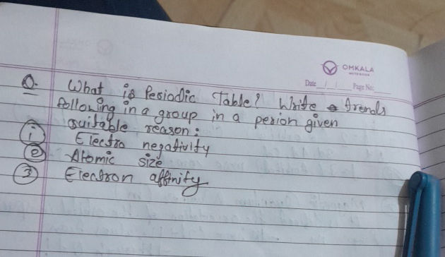 What is Periodic Table Write a trends | StudyX