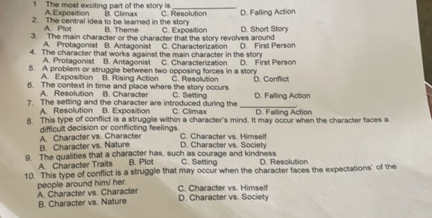 1 The most exciting part of the story is A | StudyX