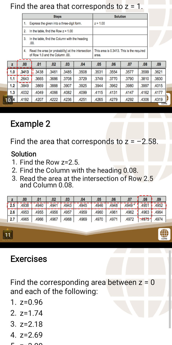 Find the area that corresponds to z = 1 | StudyX