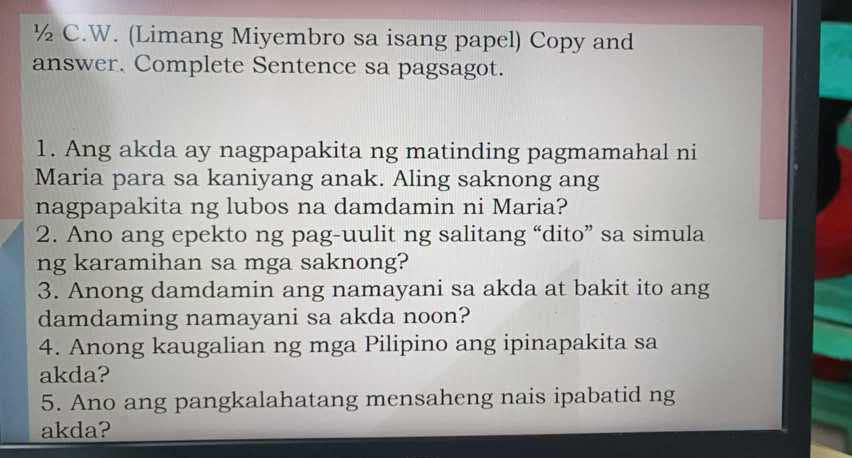 1 CW (Limang Miyembro sa isang papel) Copy | StudyX
