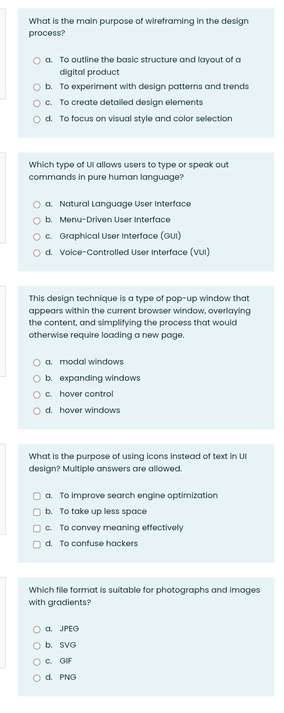 What is the main purpose of wireframing in | StudyX
