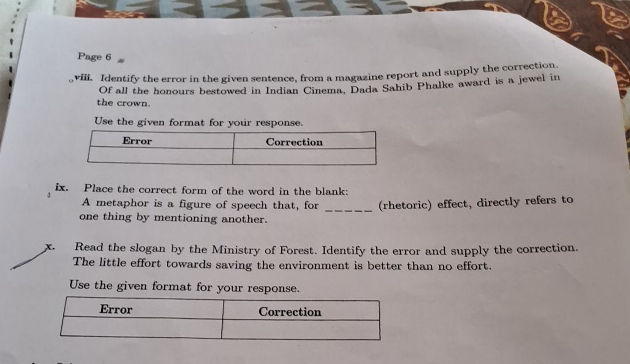 viii Identify the error in the given | StudyX