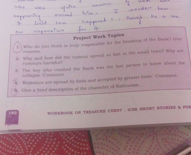 Project Work Topics 1 Who do you think is | StudyX