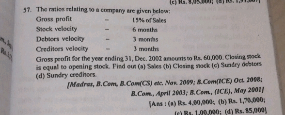 57 The ratios relating to a company are | StudyX