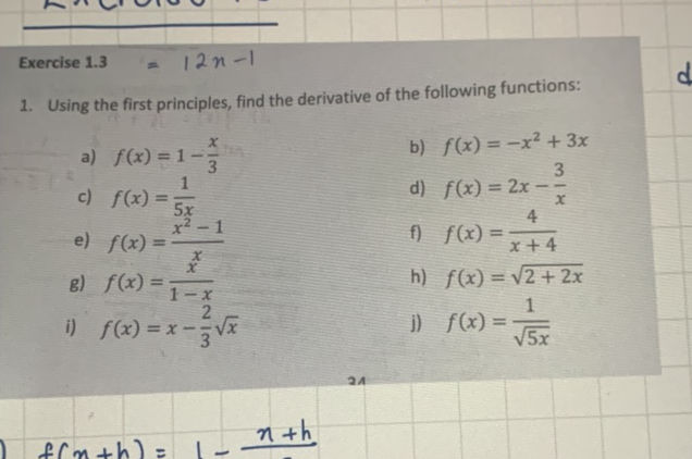 1 Using the first principles find the | StudyX