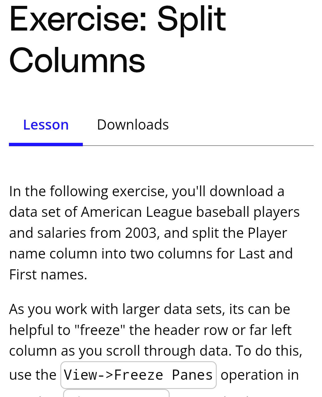 Exercise Split Columns Lesson Downloads In | StudyX