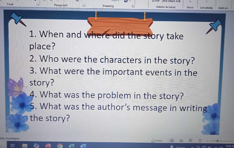 1 When and where did the story take place 2 | StudyX