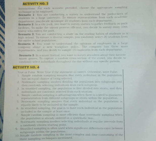 ACTIVITY NO 3 Instructions For each scenario | StudyX