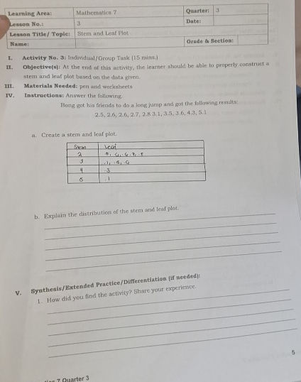 Learning Area Mathematics 7 Quarter 3 Lesson | StudyX