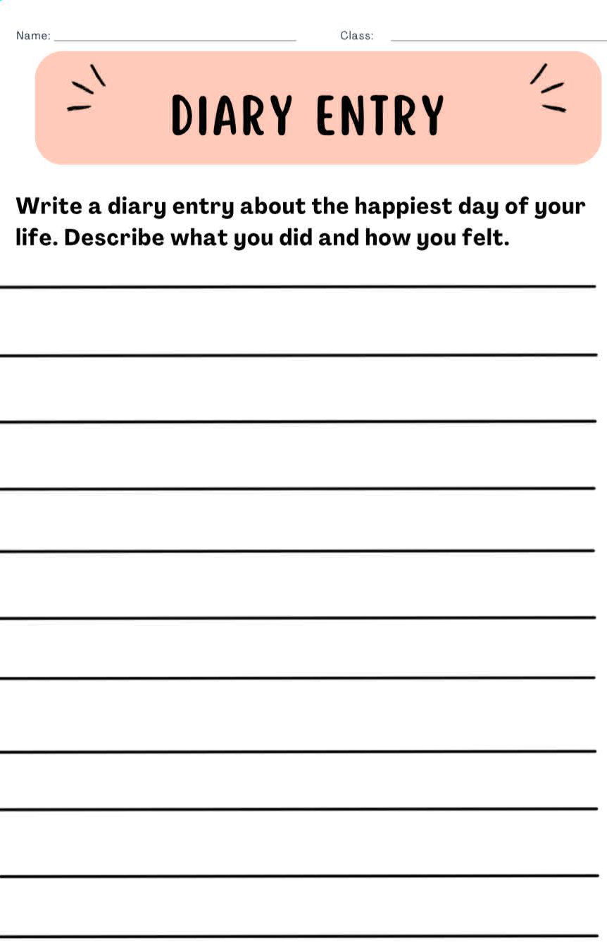 DIARY ENTRY Write a diary entry about the | StudyX