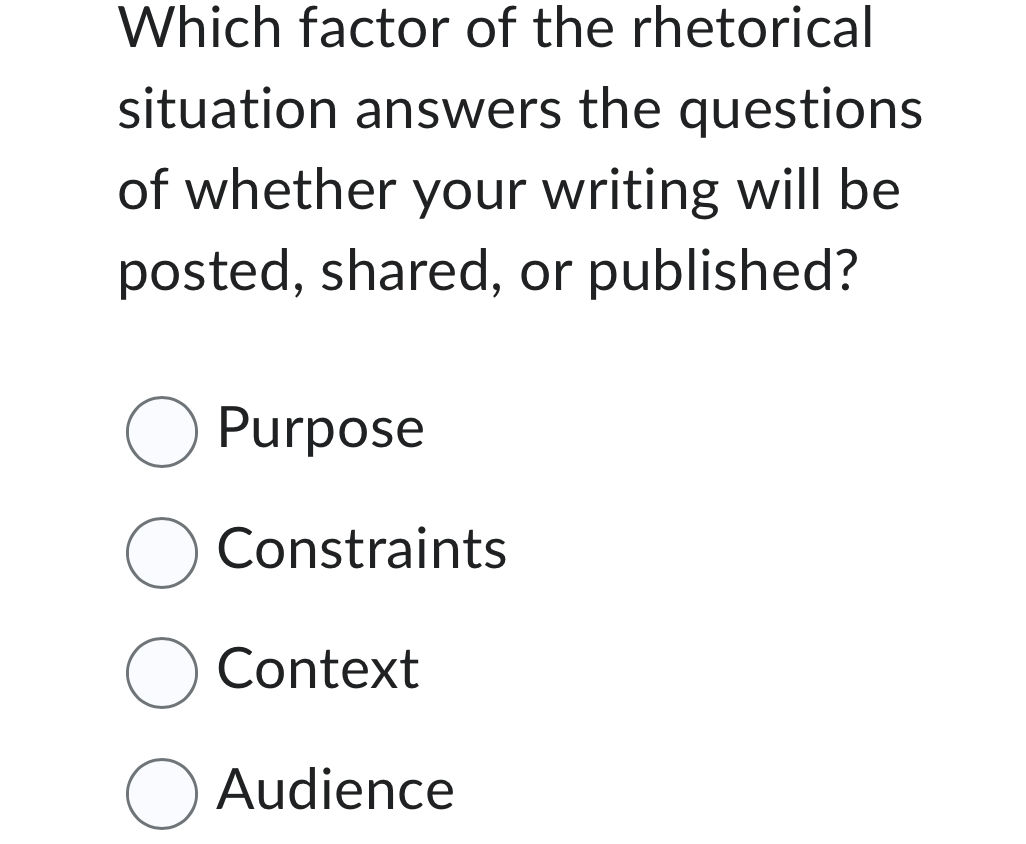 Which factor of the rhetorical situation | StudyX