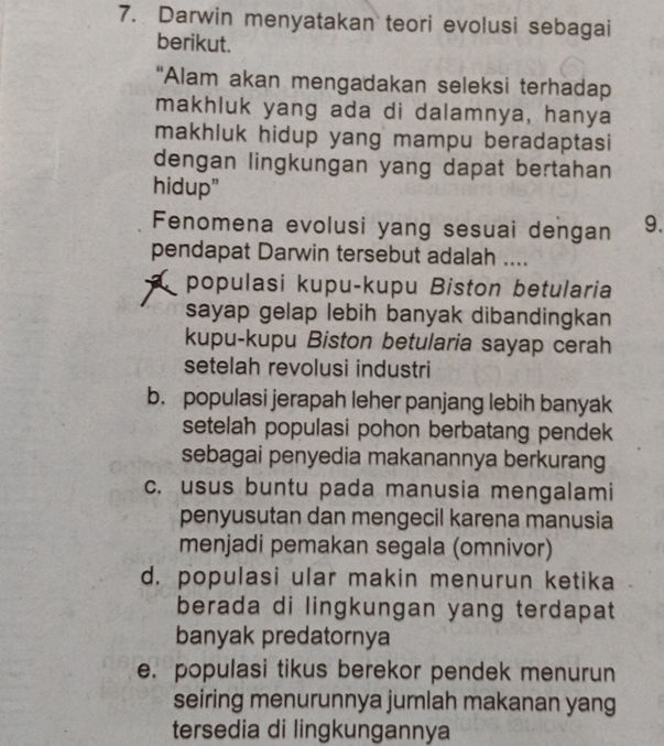 7 Darwin menyatakan teori evolusi sebagai | StudyX