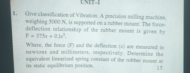 1 Give classification of Vibration A | StudyX