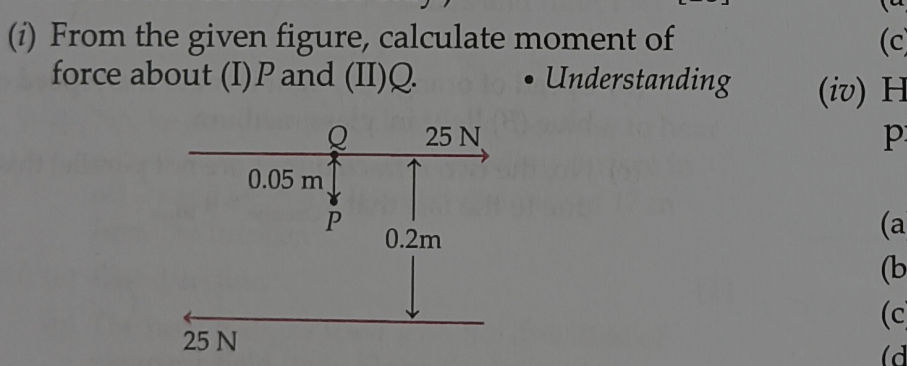 (i) From the given figure calculate moment | StudyX