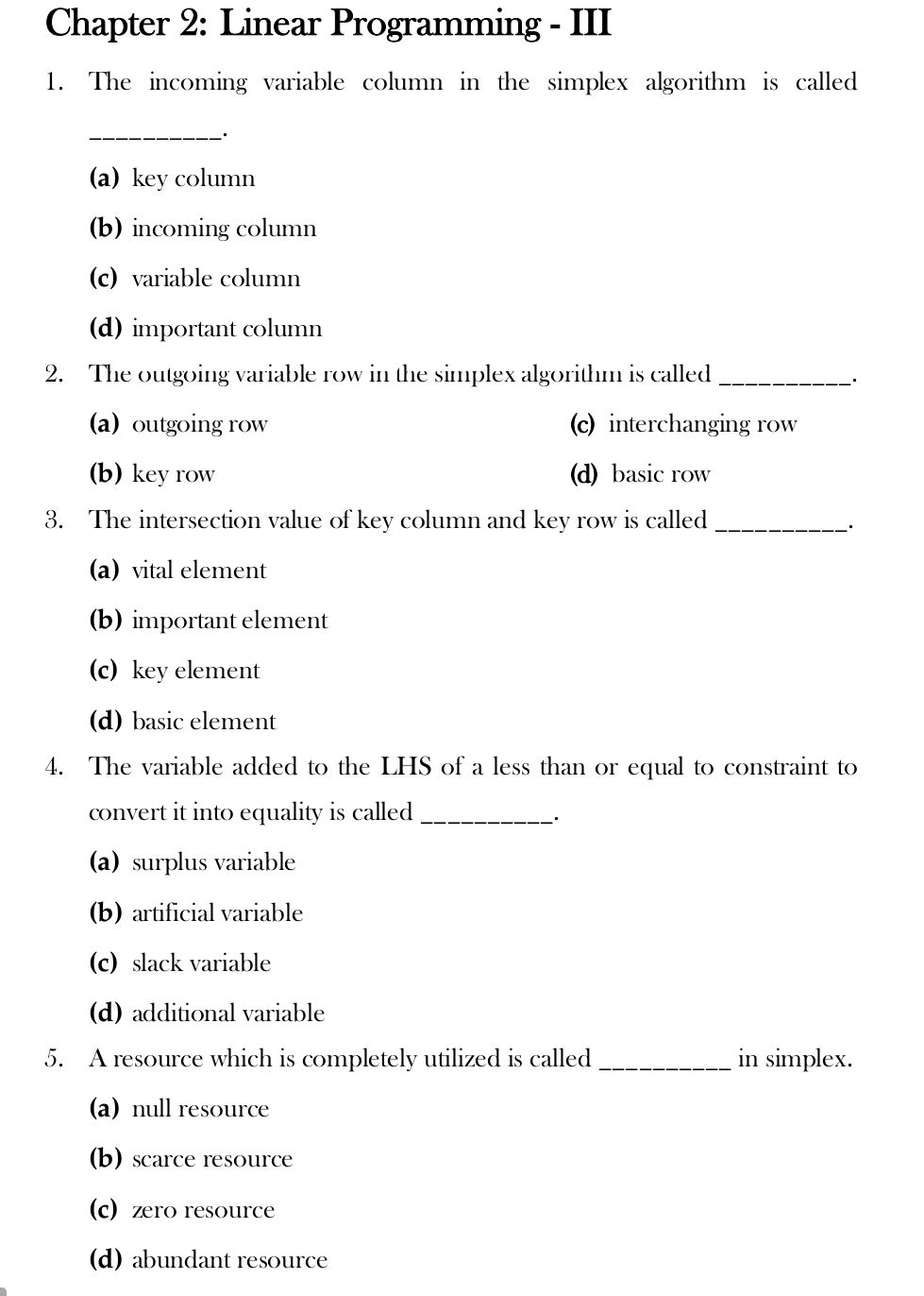 Chapter 2 Linear Programming - III 1 The | StudyX