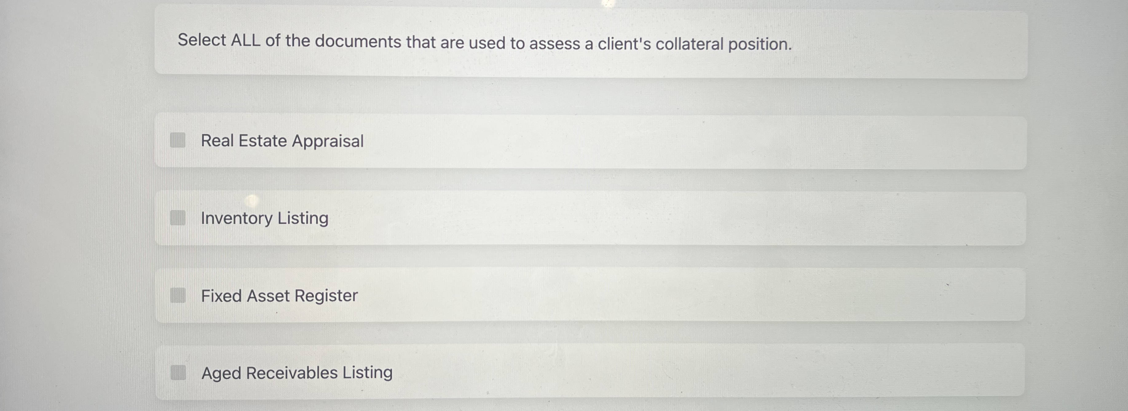 Select ALL of the documents that are used to | StudyX
