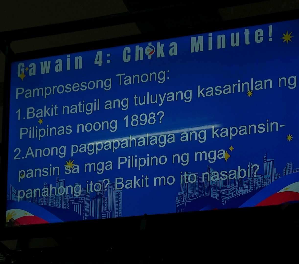 Gawain 4 Choka Minute Pamprosesong Tanong | StudyX