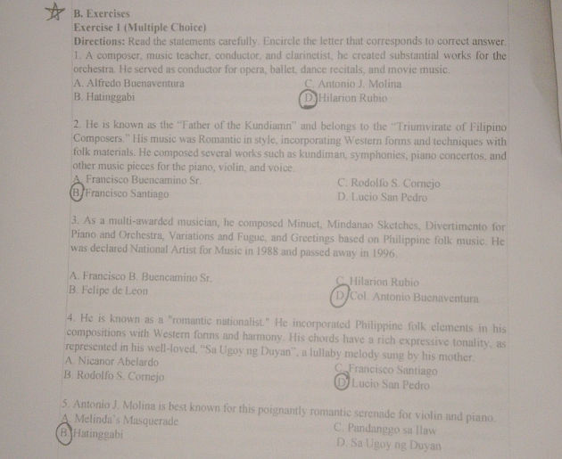 B Exercises Exercise 1 (Multiple Choice) | StudyX