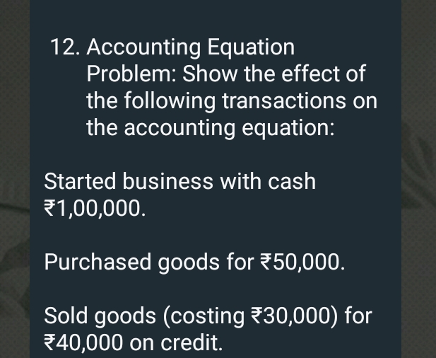 12 Accounting Equation Problem Show the | StudyX
