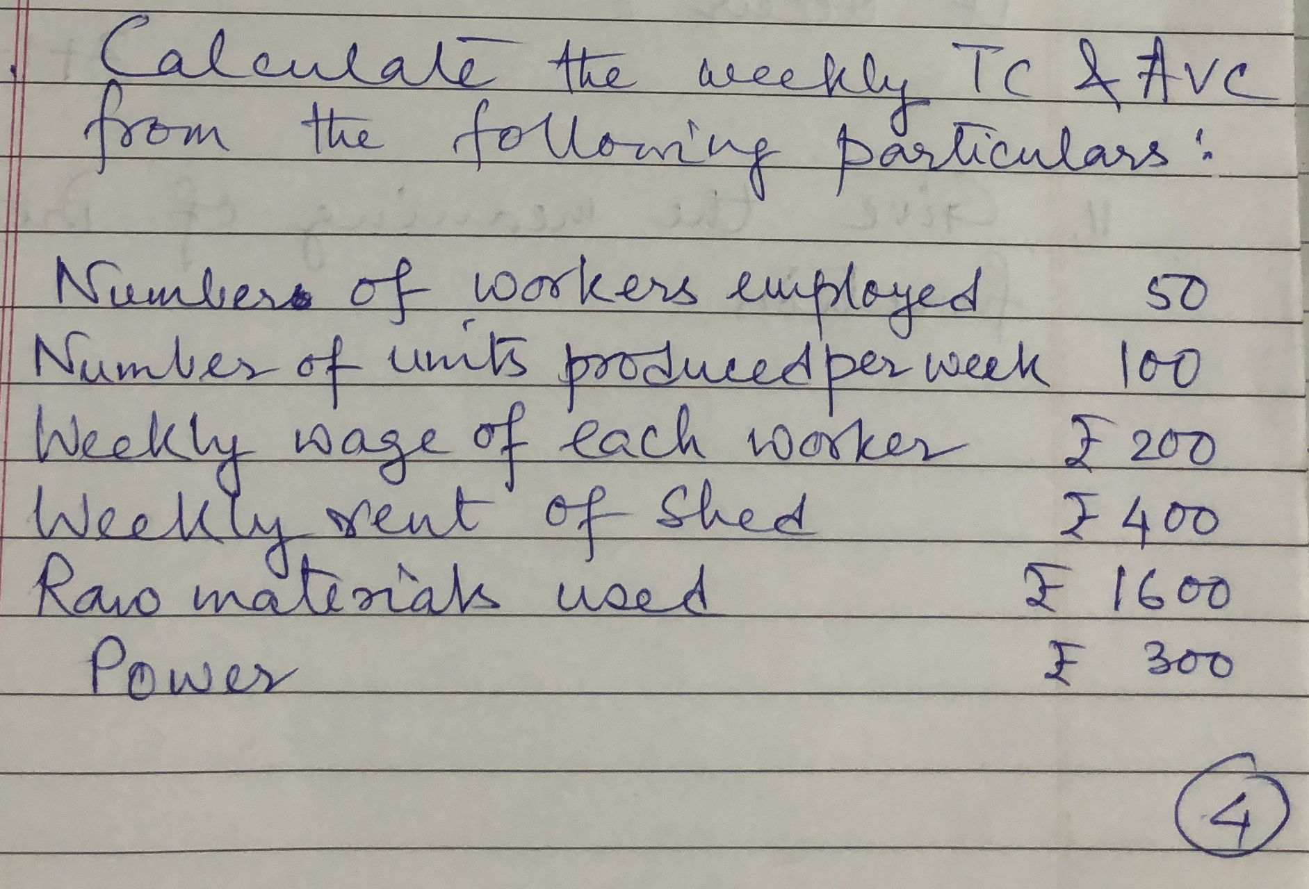 Calculate the weekly TC AVC from the | StudyX