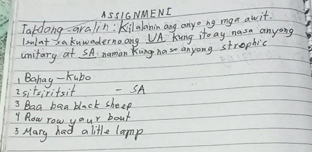 ASSIGNMENT Takdang-aralin Kilalanin ang anyo | StudyX