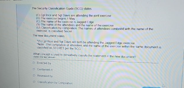 The Security Classification Guide (SCG) | StudyX