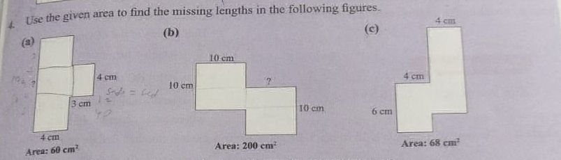 4 Use the given area to find the missing | StudyX
