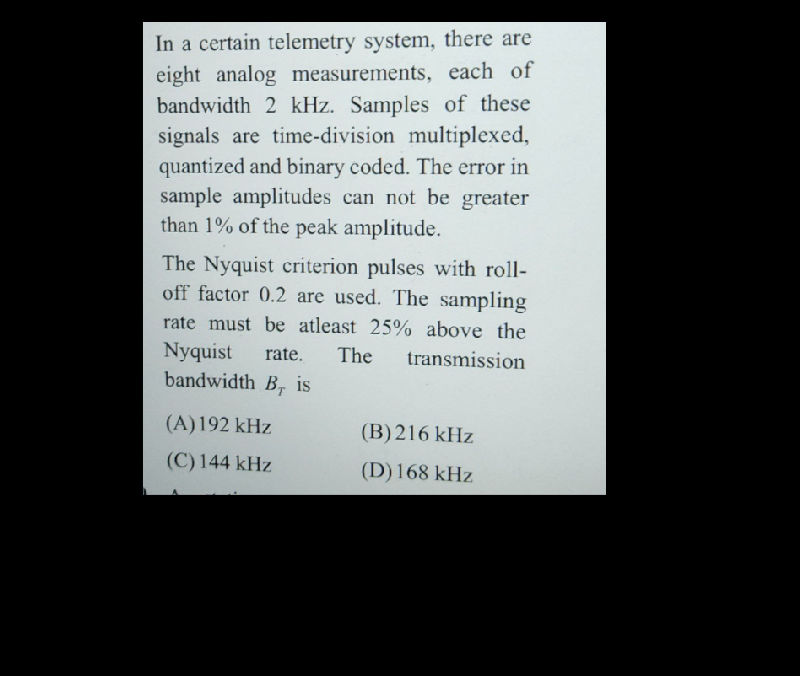In a certain telemetry system there are | StudyX