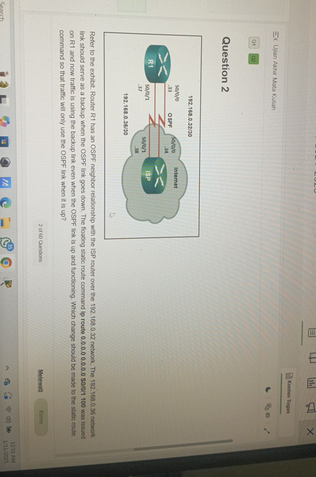 Refer to the exhibit Router R1 has an OSPF | StudyX
