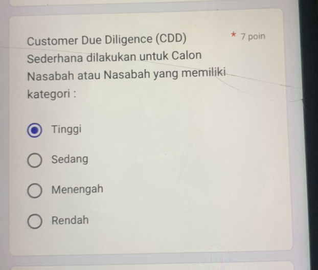 Customer Due Diligence (CDD) Sederhana | StudyX