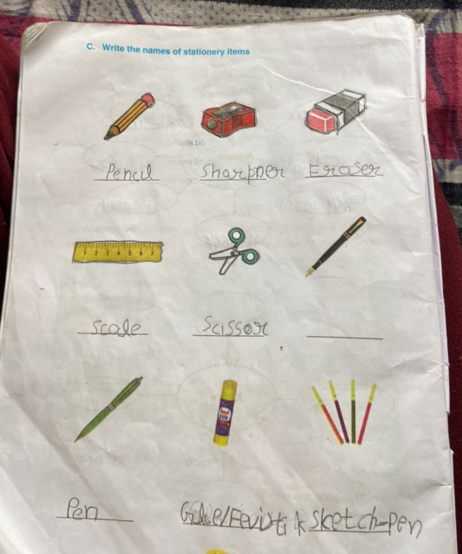 C Write the names of stationery items Pencil | StudyX