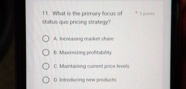 11 What is the primary focus of status quo | StudyX