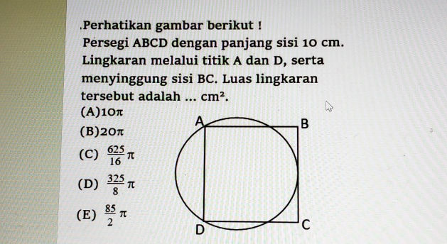 Perhatikan gambar berikut Persegi ABCD | StudyX
