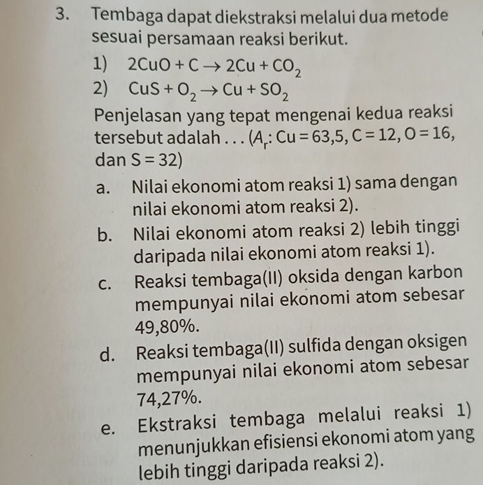 3 Tembaga dapat diekstraksi melalui dua | StudyX