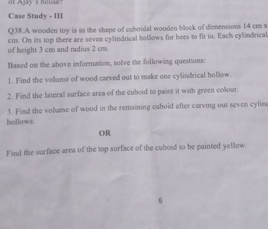 Case Study - III Q38A wooden toy is in the | StudyX
